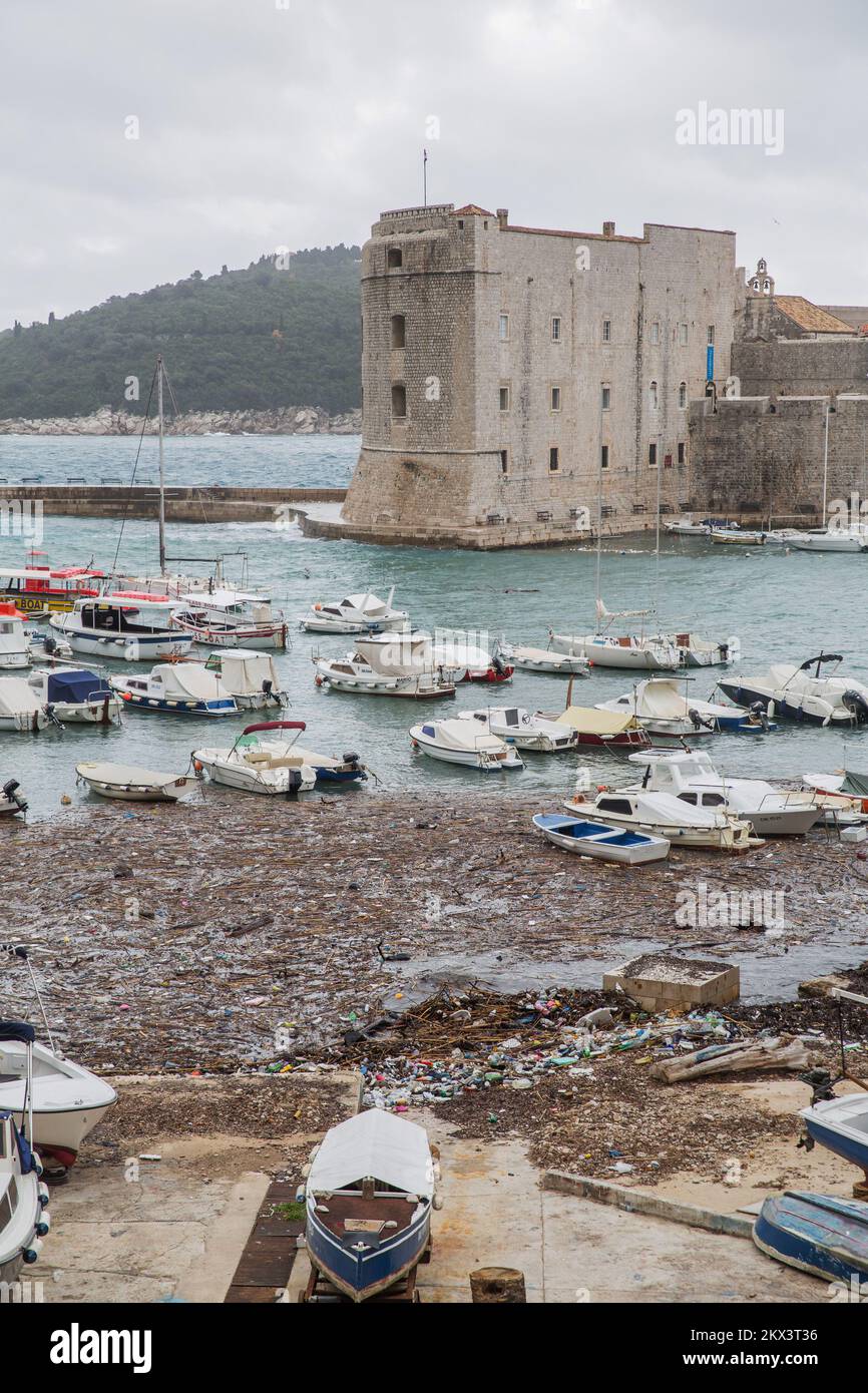 12.12.2017., Dubrovnik, Croatia - Bad weather with stong south wind on ...