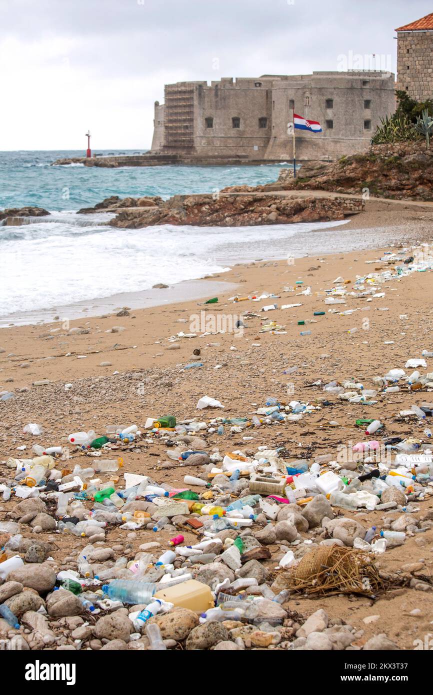 12.12.2017., Dubrovnik, Croatia - Bad weather with stong south wind on ...