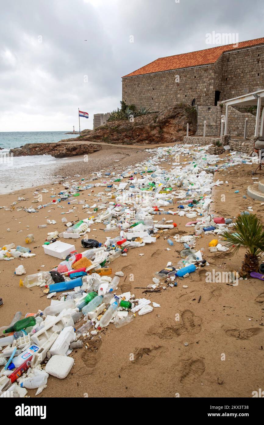 12.12.2017., Dubrovnik, Croatia - Bad weather with stong south wind on ...