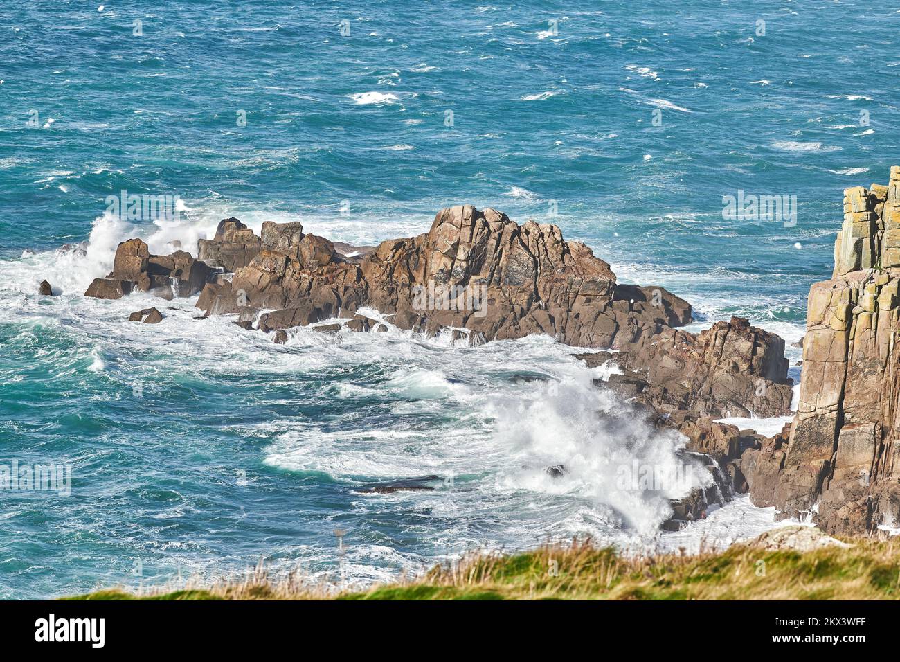Dr Syntax's Head, a rocky outcrop at Land's End, Cornwall, England ...