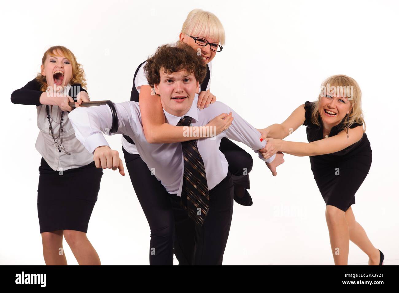 Competition of business team, isolated on white Stock Photo - Alamy