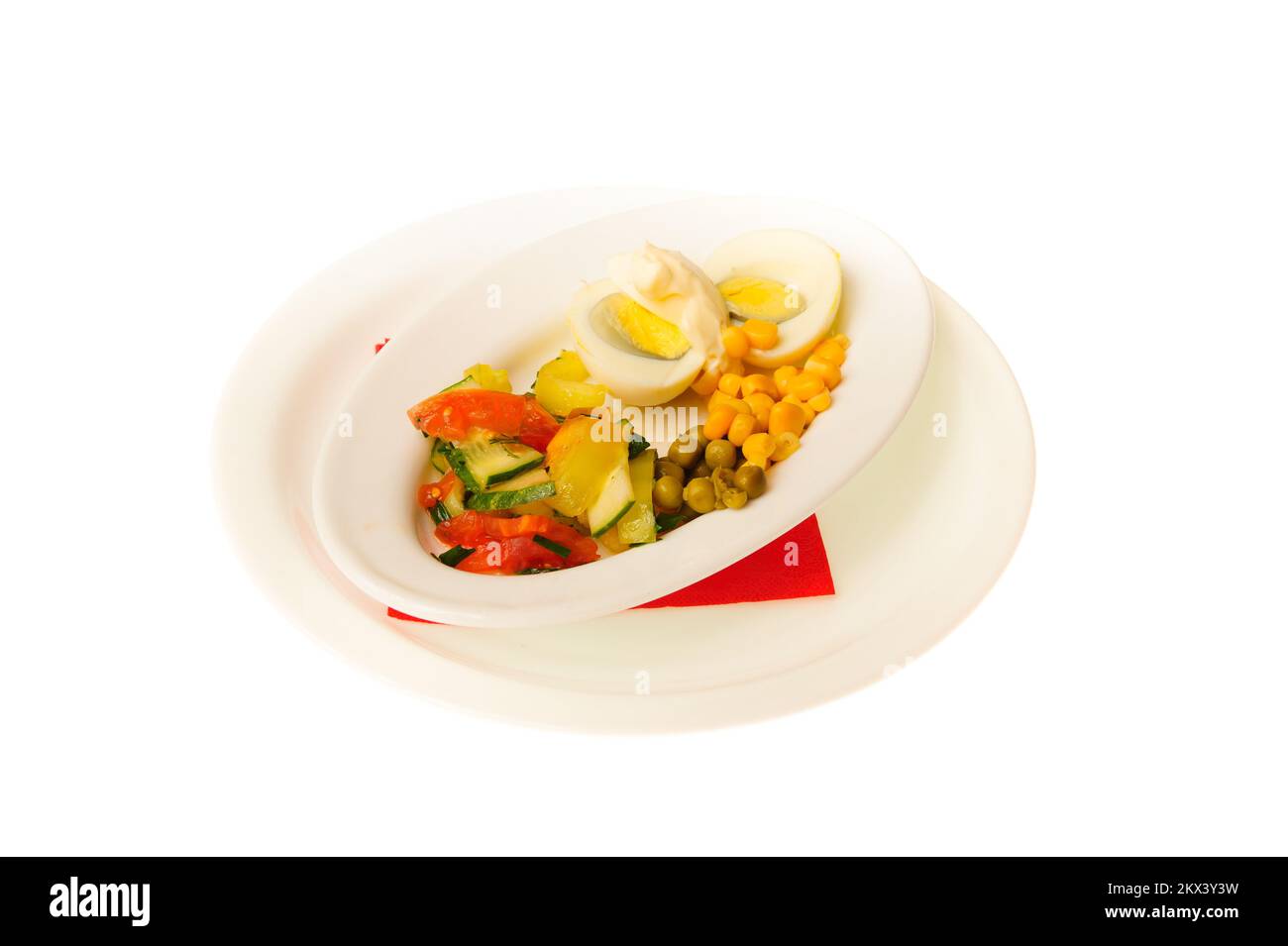 close up shot of restaurant food isolated on white background Stock ...