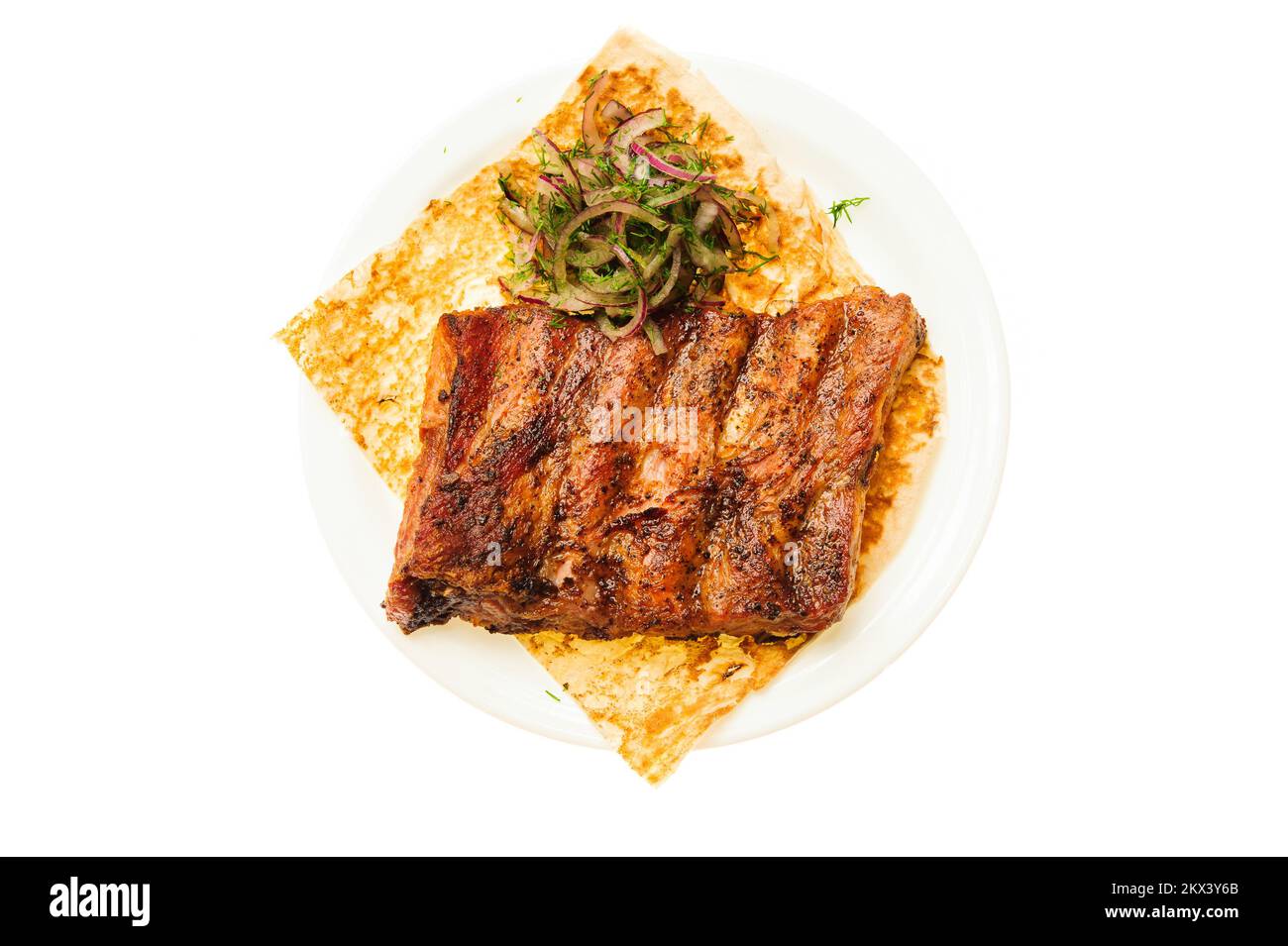 close up shot of restaurant food isolated on white background Stock ...