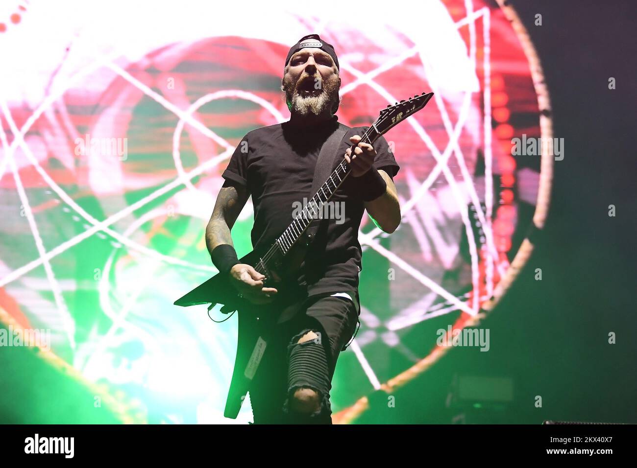 Rio de Janeiro, September 2, 2022. Guitarist Michael Paget of heavy ...