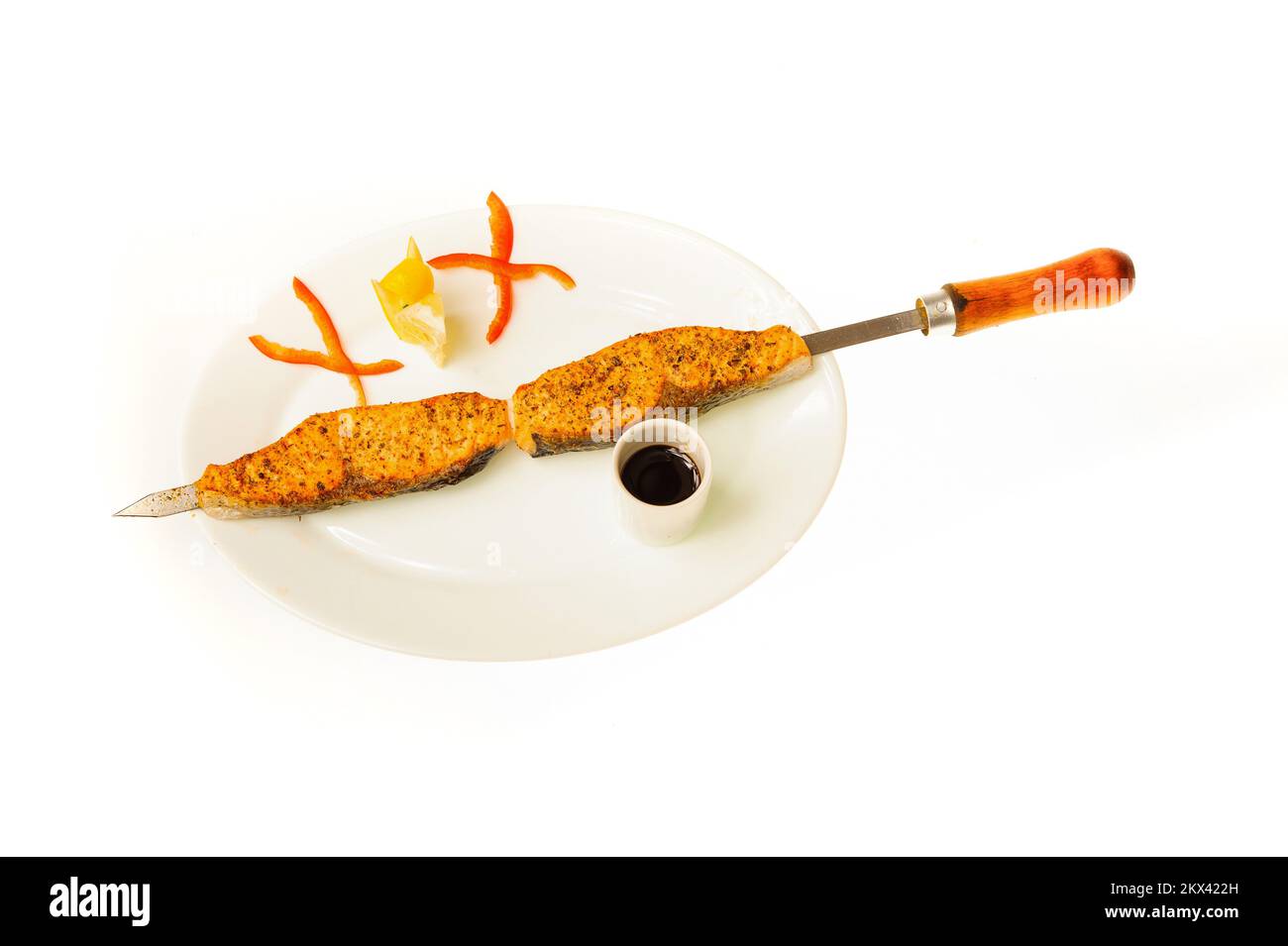 close up shot of restaurant food isolated on white background Stock ...