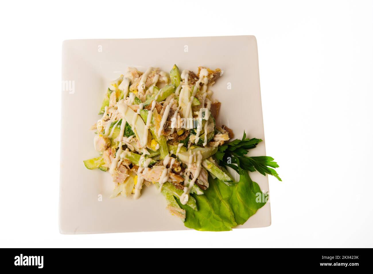 close up shot of restaurant food isolated on white background Stock ...