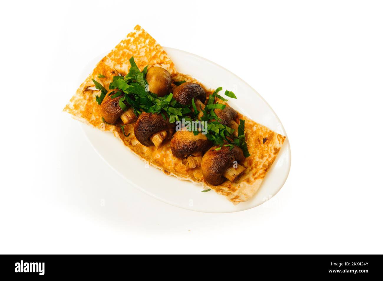 close up shot of restaurant food isolated on white background Stock ...