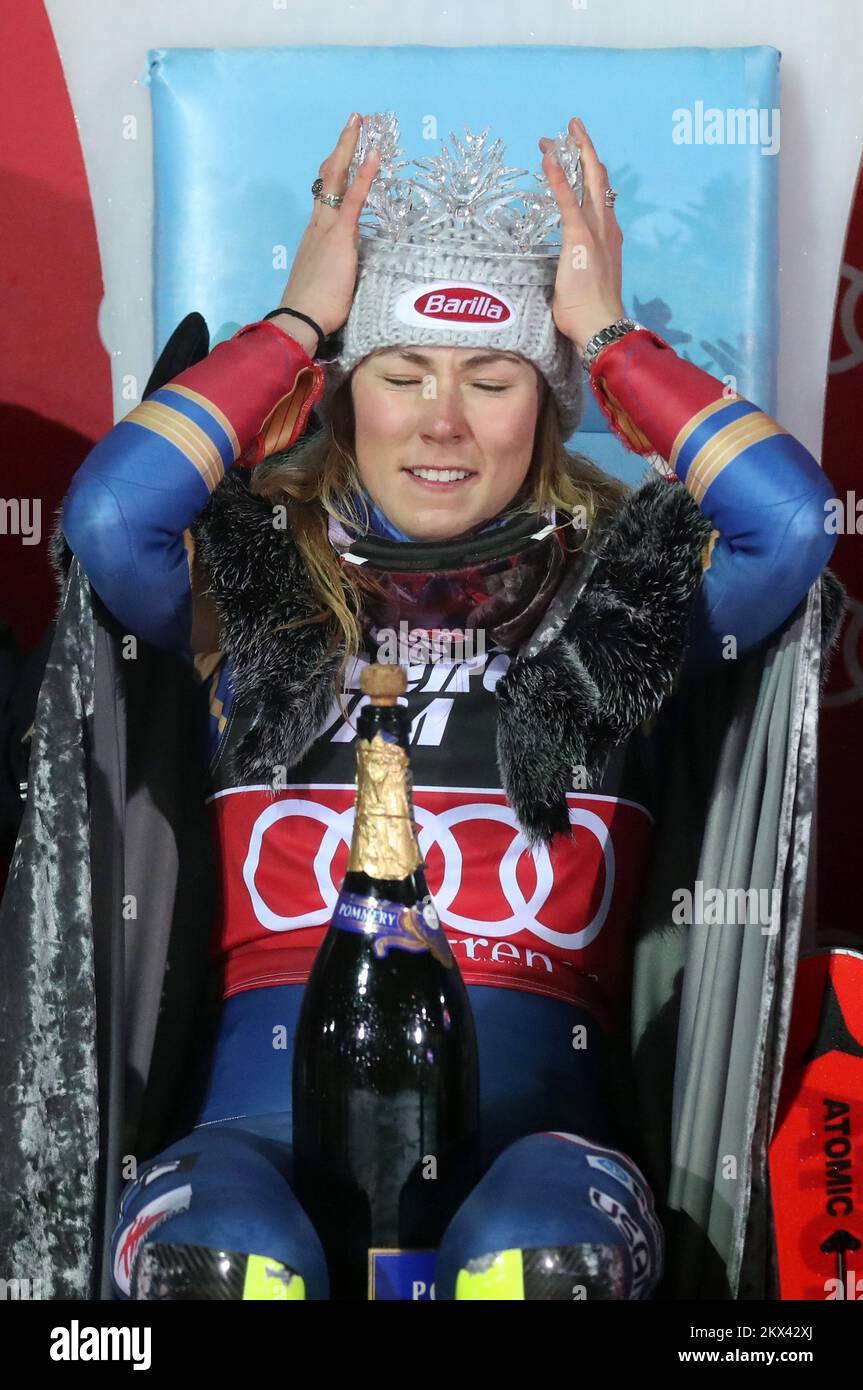 03.01.2018., Croatia, Sljeme, Zagreb - Second run of the ladies' slalom ...