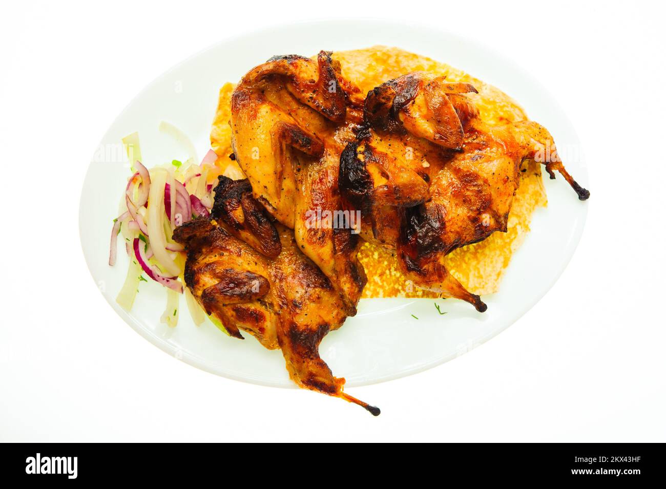 close up shot of restaurant food isolated on white background Stock ...