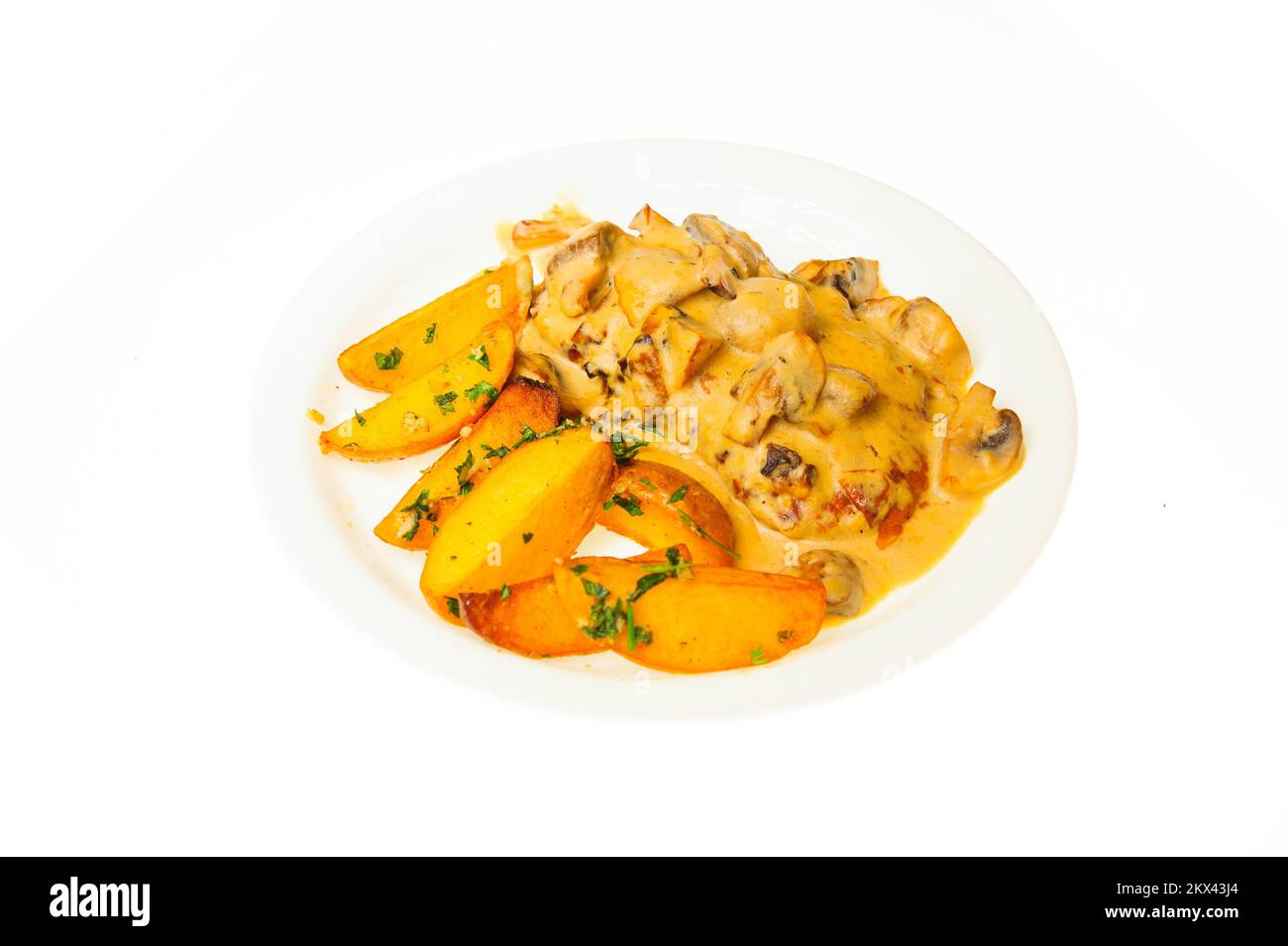 close up shot of restaurant food isolated on white background Stock ...