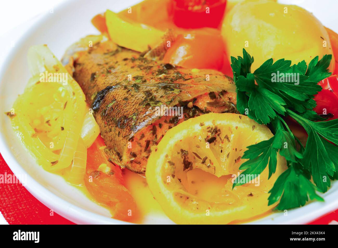 close up shot of restaurant food isolated on white background Stock ...