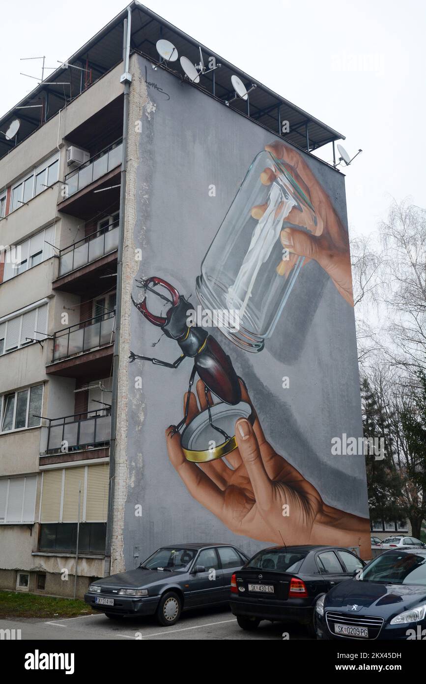 09.01.2018., Croatia, Sisak - To a mural of Tomislav Loncarevic - Lonac ...