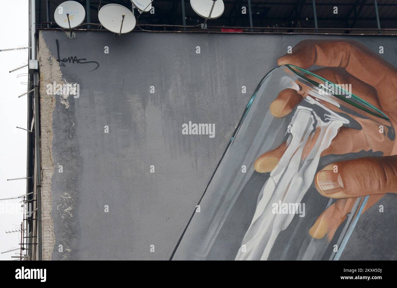 09.01.2018., Croatia, Sisak - To a mural of Tomislav Loncarevic - Lonac ...