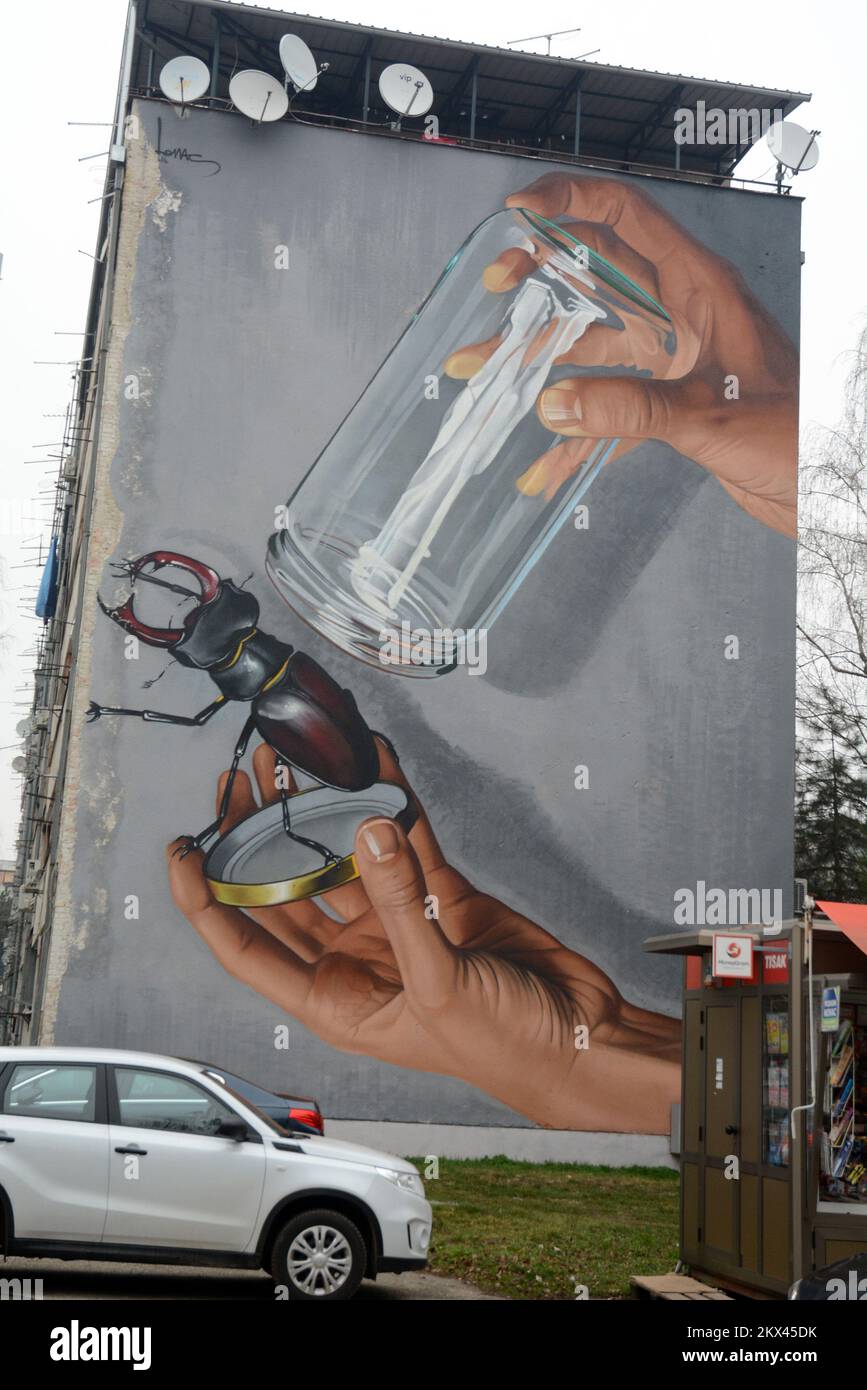 09.01.2018., Croatia, Sisak - To a mural of Tomislav Loncarevic - Lonac ...