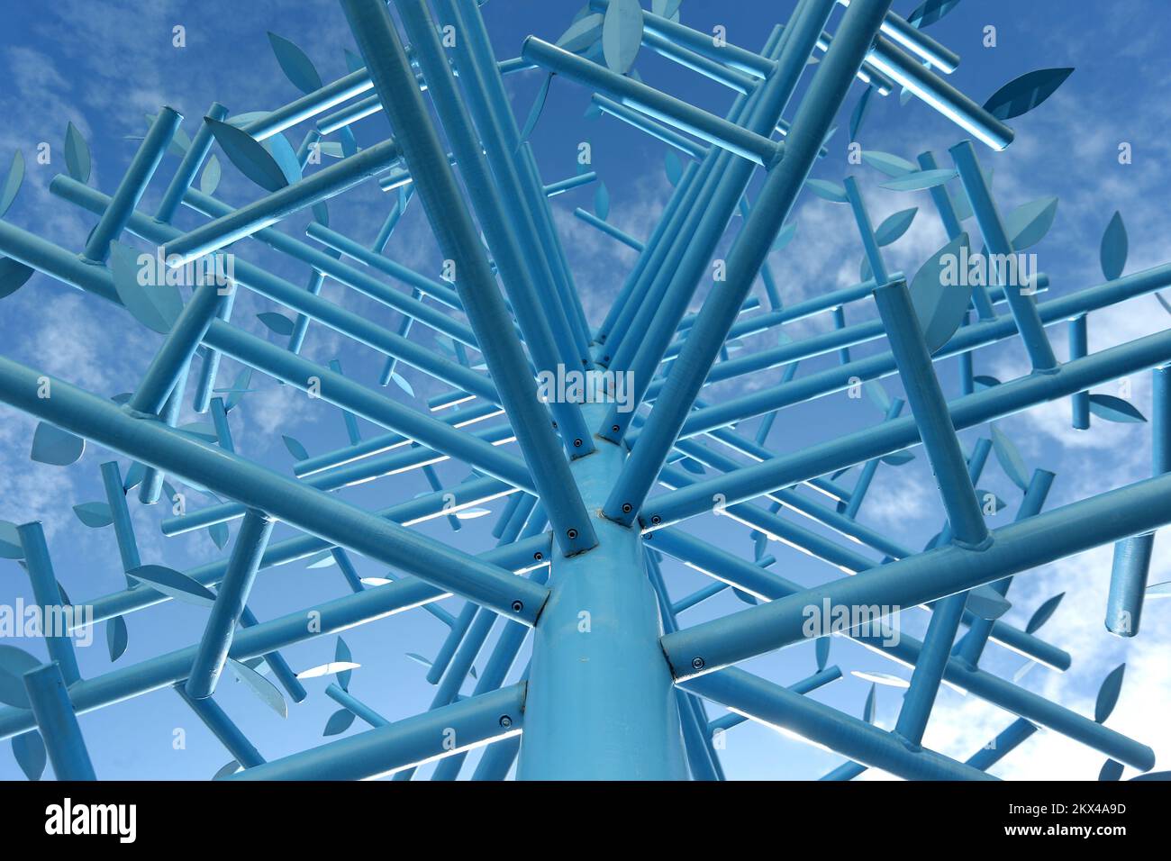 16.01.2018., Zagreb, Croatia - Sculpture The Blue Tree of the author Vasko Lipovac, currently ...