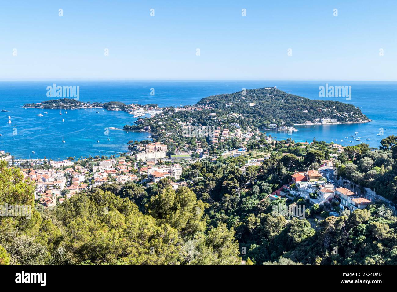 Aerial view of Saint-Jean-Cap-Ferrat with the blue sea and beautiful ...