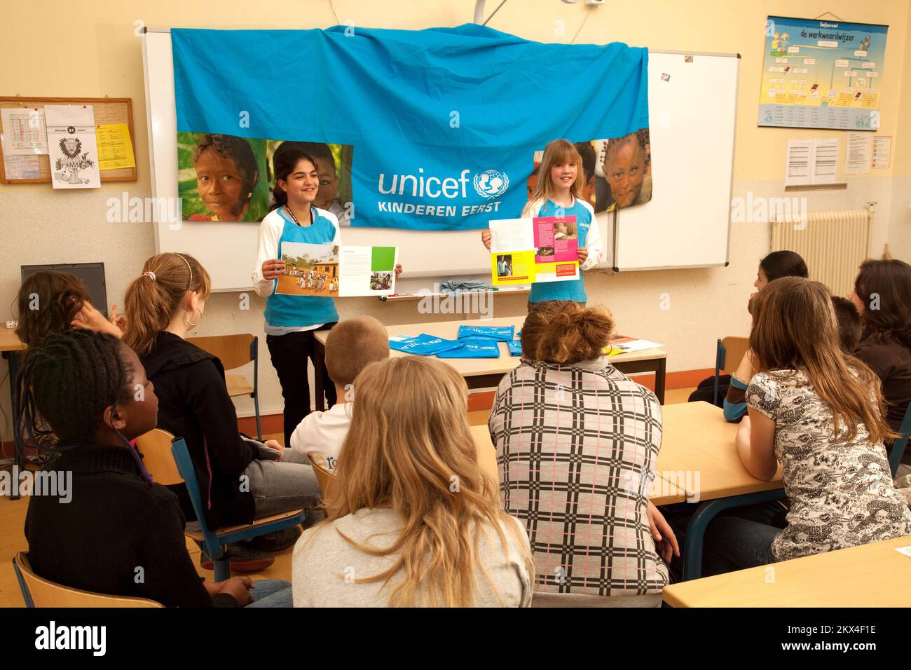 Netherlands, group 8 children of primary school give a presentation ...
