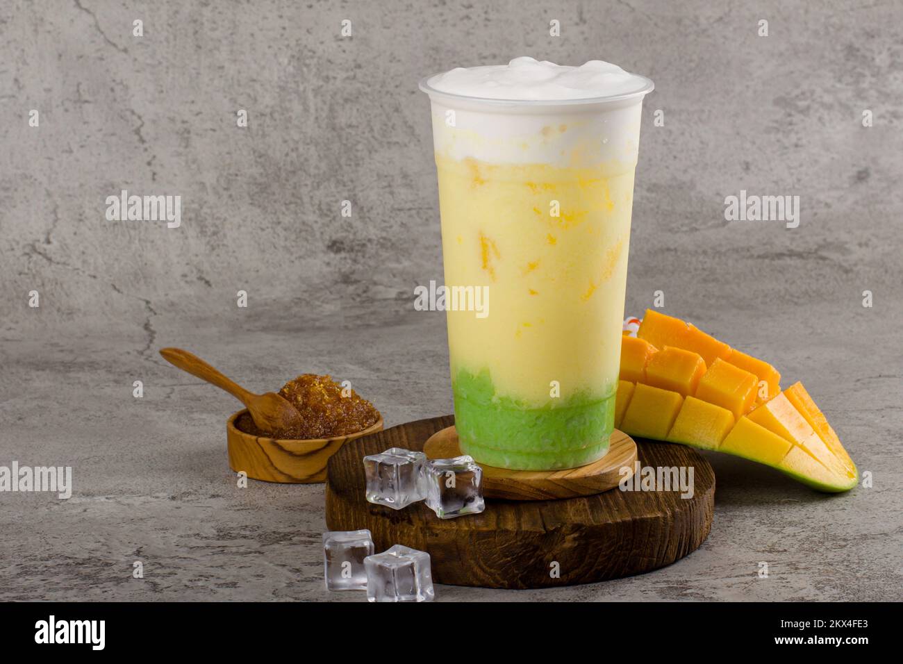 Boba or tapioca pearls is taiwan bubble milk tea in plastic cup with ...