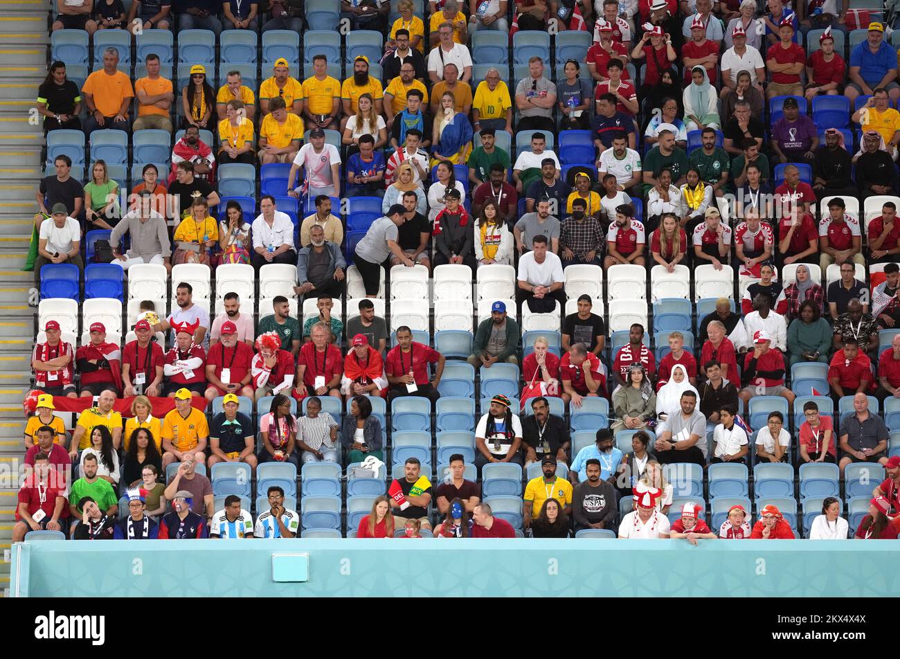 A general view of empty seats in the stands during the FIFA World Cup ...