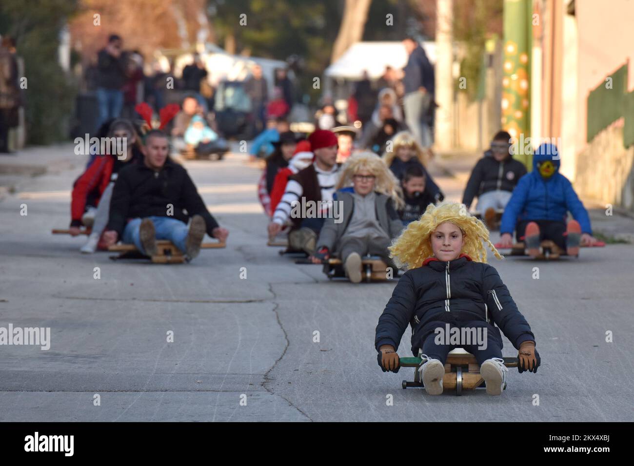 10.02.2018., Croatia, Sveti Filip i Jakov - Masked locals in St. Philip ...