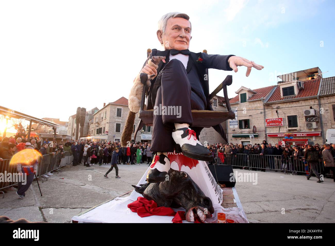 13.02.2018., Kastel Stari, Croatia - On the last day of a carnival, a ...