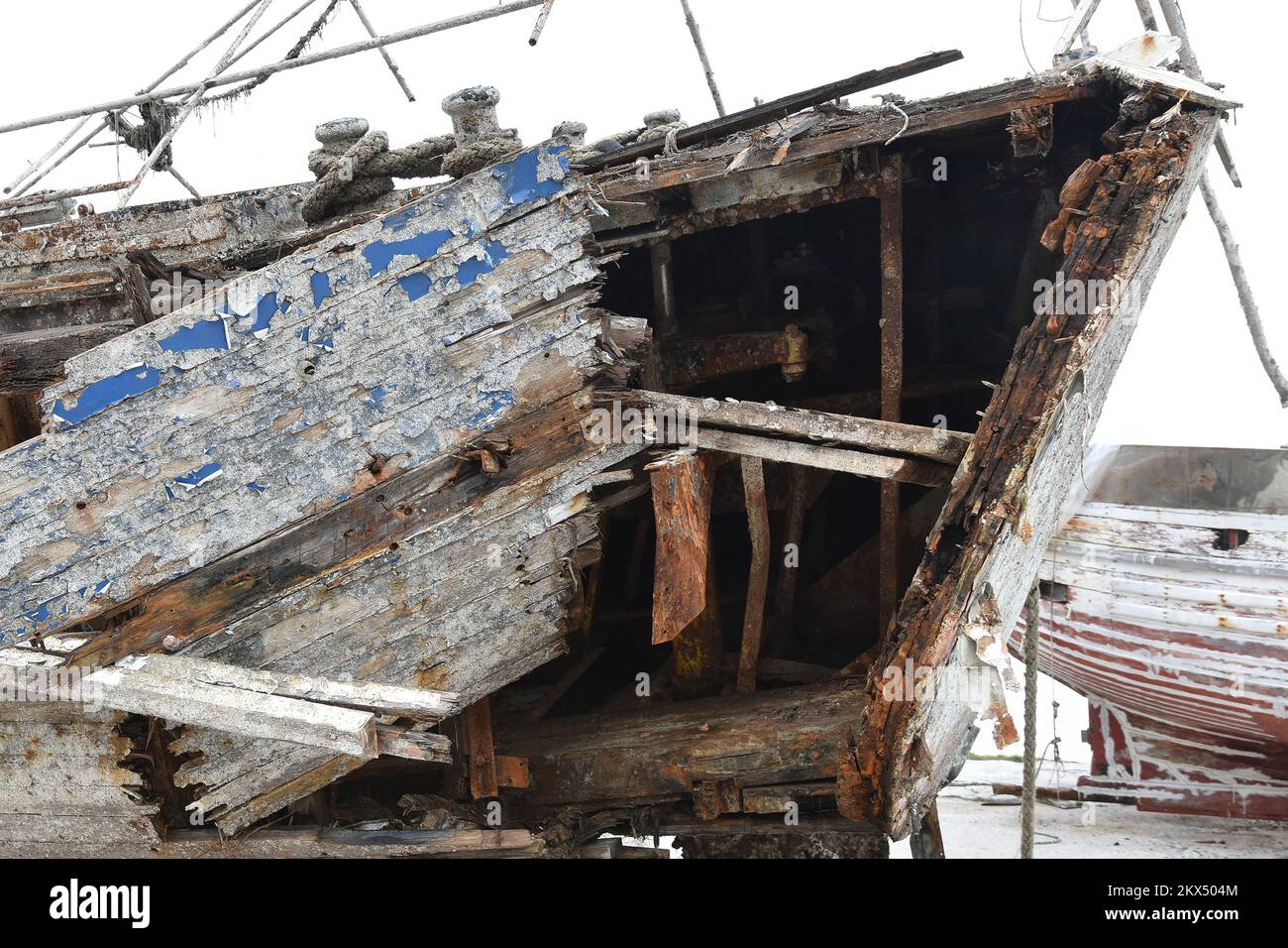 20.02.2018., Croatia, Pula - Ships, drawn from the seabed in the harbor ...