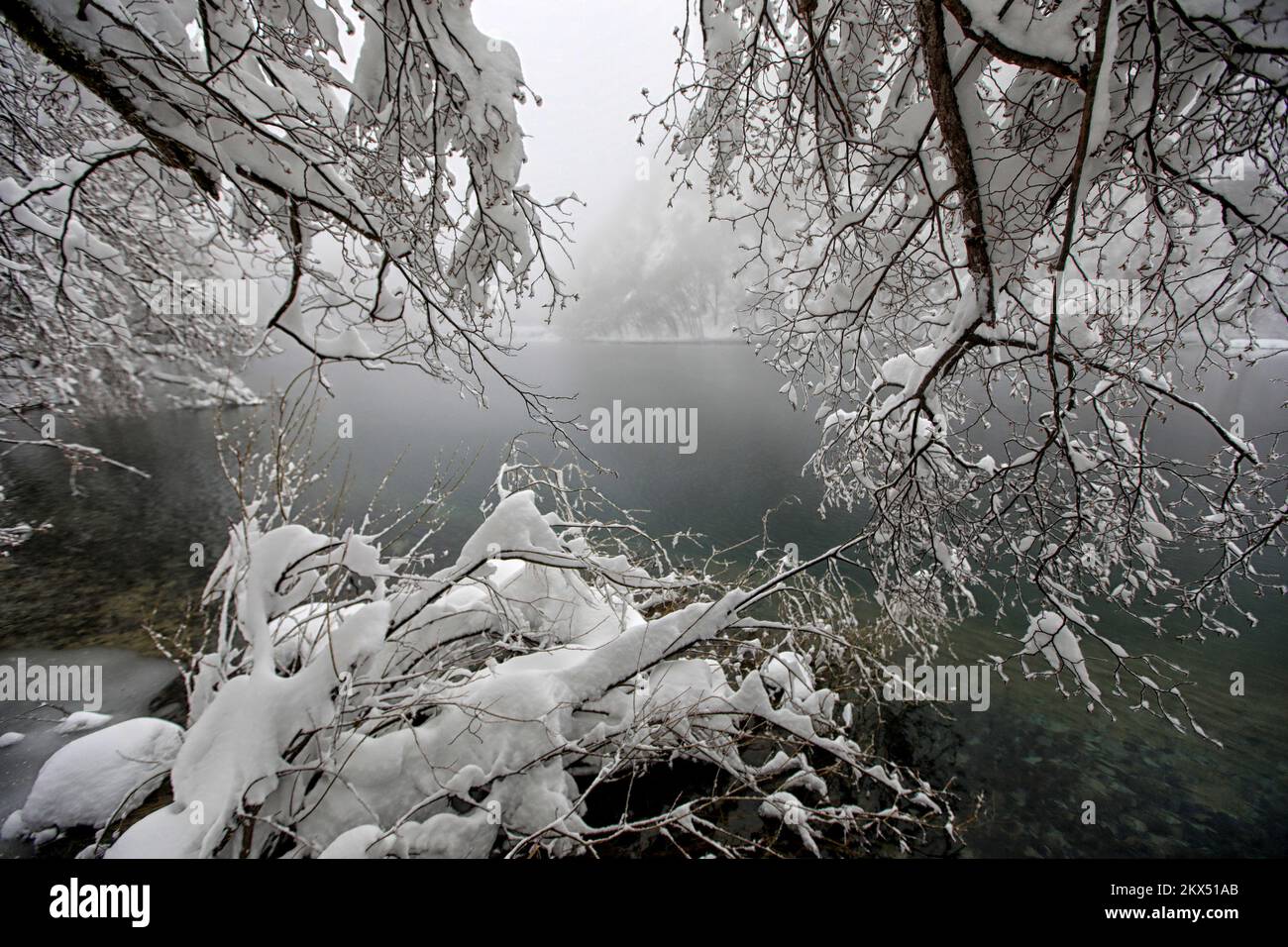 24.02.2018., Snow Covered Plitvice Lakes national park in Croatia Photo ...