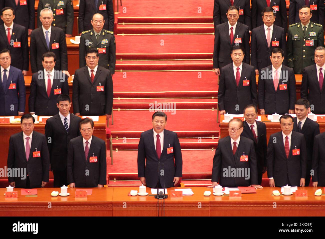 (from left to right) Zhang Dejiang, Hu Jintao, Xi Jinping, Jiang Zemin ...