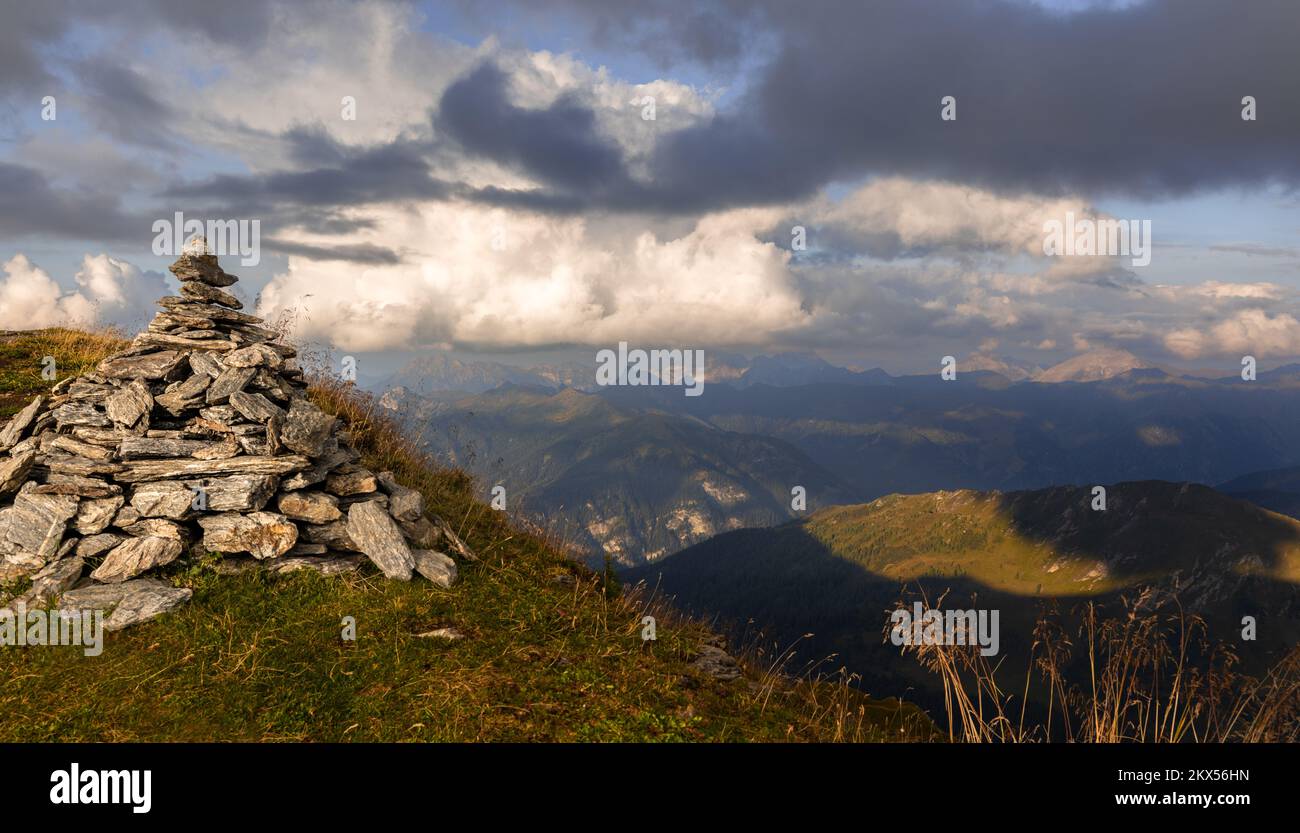Cloudy sky over a range of Alpine mountains in western Austria Stock ...