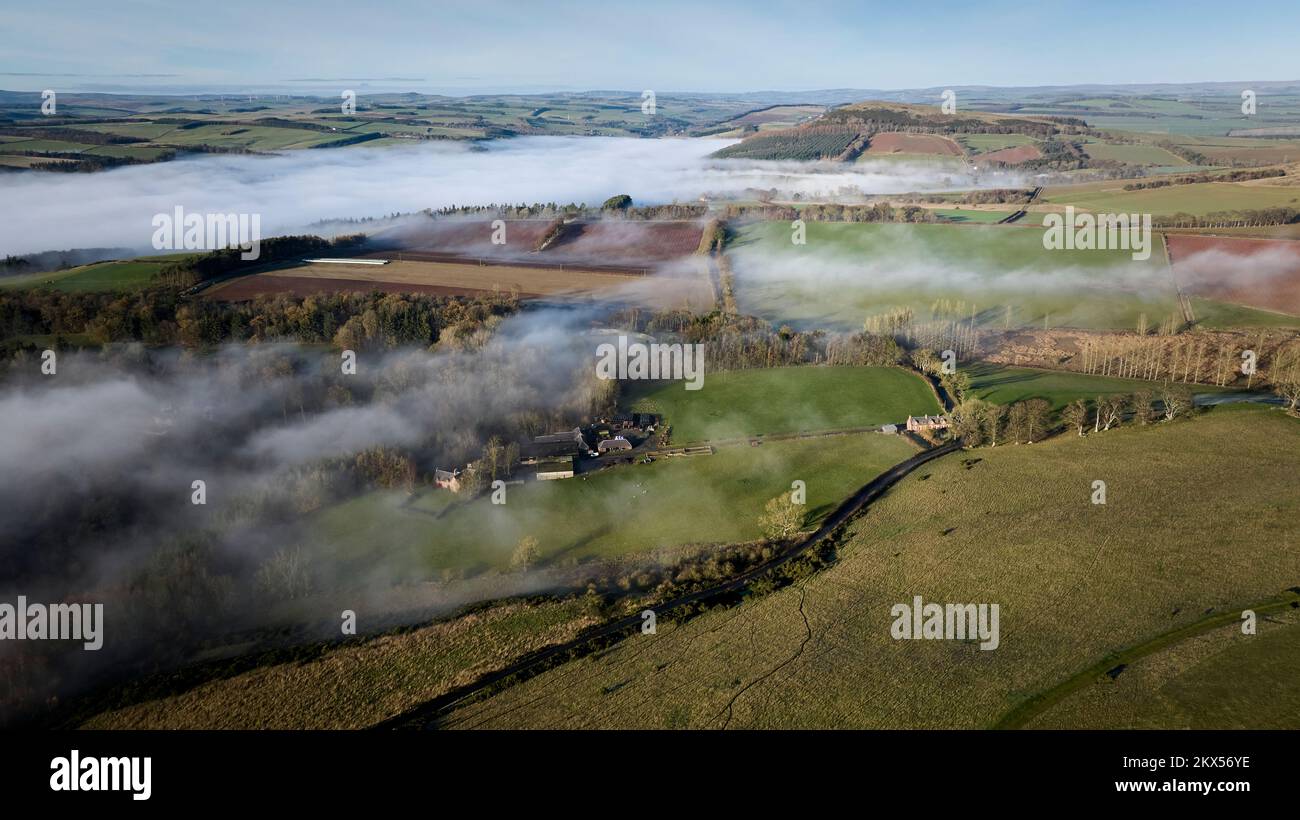 Aerial view of cloud inversion from above Scott's View looking towards ...