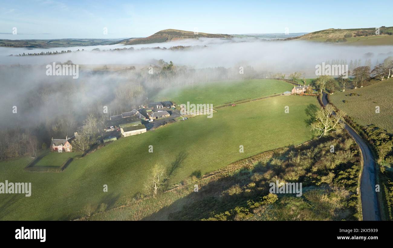 Aerial view of cloud inversion from above Scott's View looking towards ...