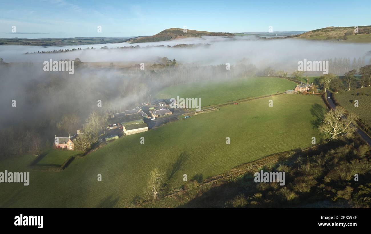 Aerial view of cloud inversion from above Scott's View looking towards ...