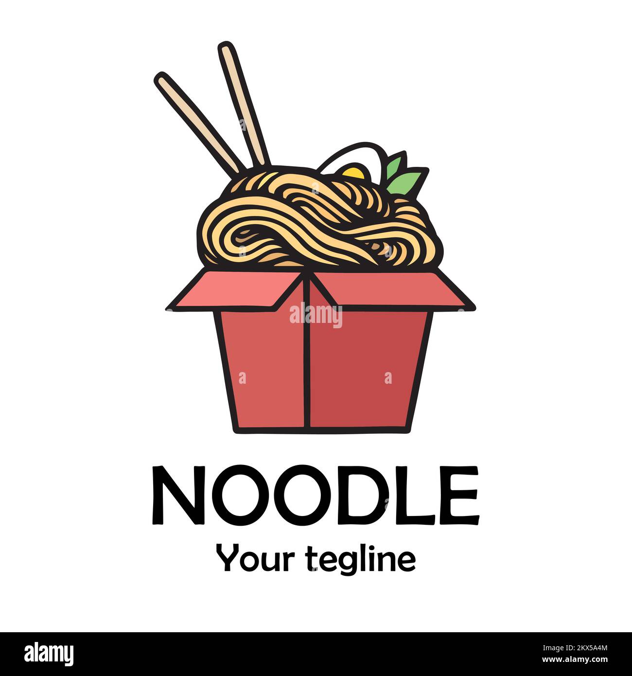 Asian Noodle and ramen logo. Chinese noodles in a box. Vector stock ...