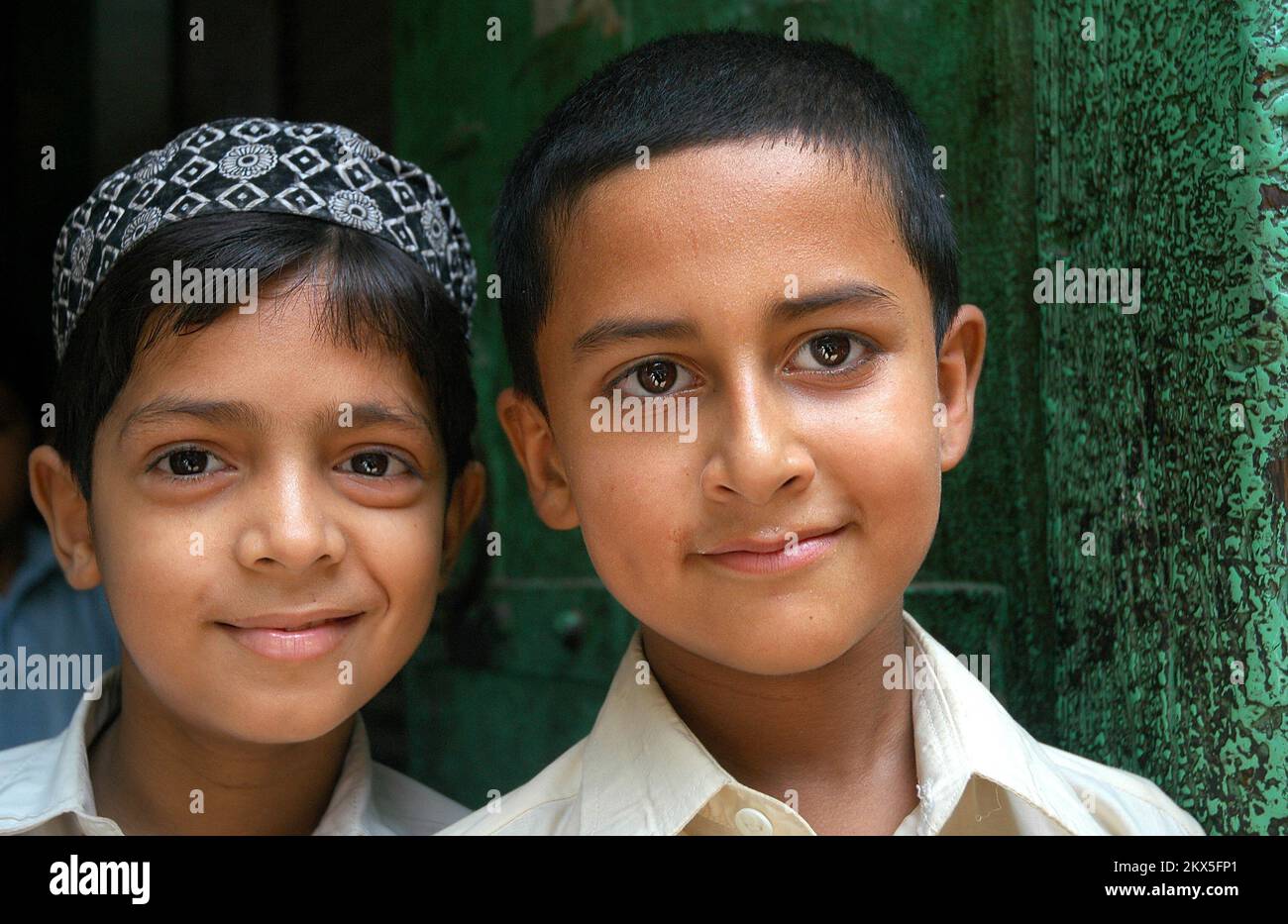 Peshawar, Khyber Pakhtunkhwa / Pakistan: Portrait of two boys in ...