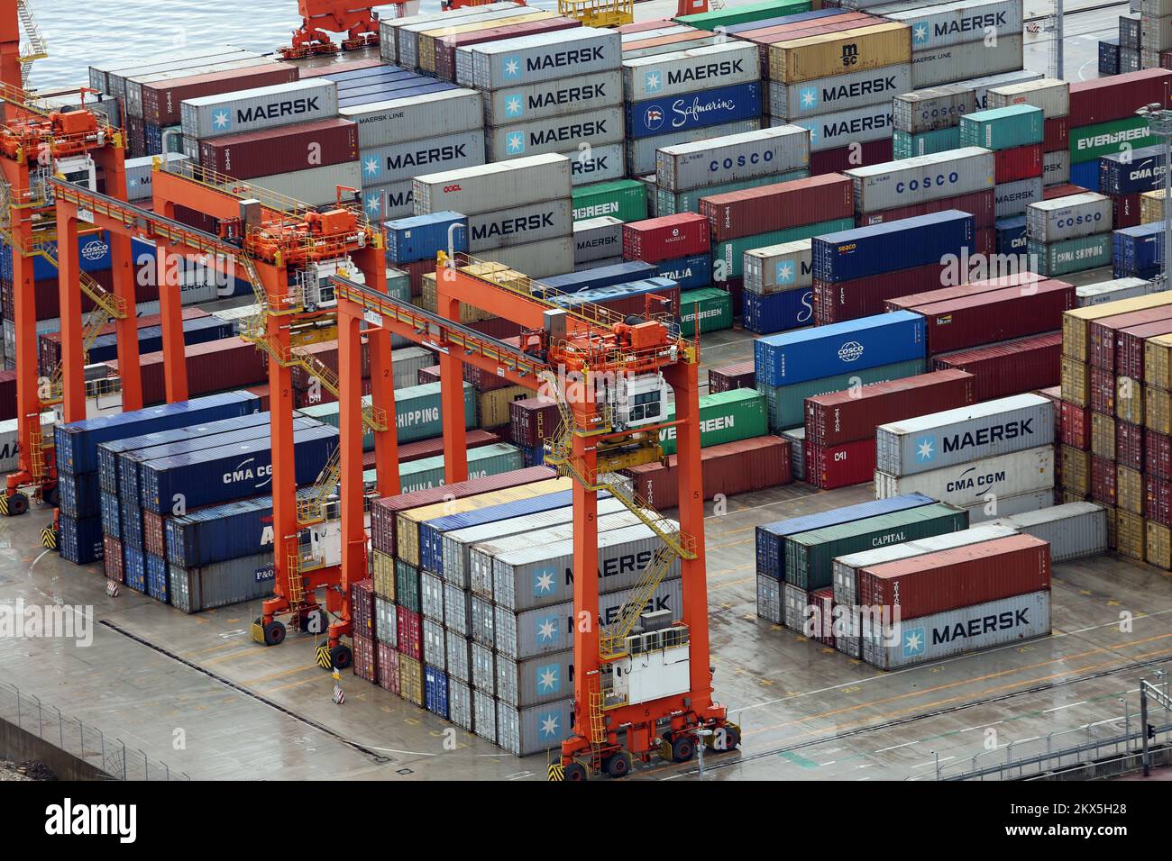 01.04.2018., Rijeka, Croatia - Storage containers at the container ...