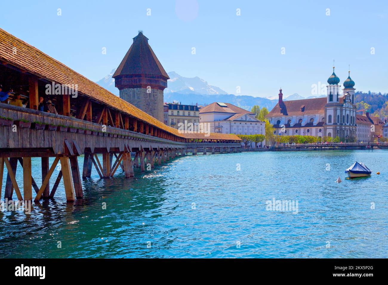 Famous Lucerne city on Lake Lucerne, Swiss Alps, Switzerland Stock ...