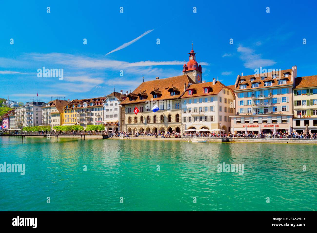Famous Lucerne city on Lake Lucerne, Swiss Alps, Switzerland Stock ...