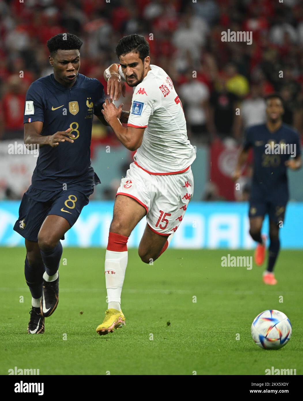 Al Rayyan, Qatar. 30th Nov, 2022. Mohamed Ali Ben Romdhane of Tunisia ...