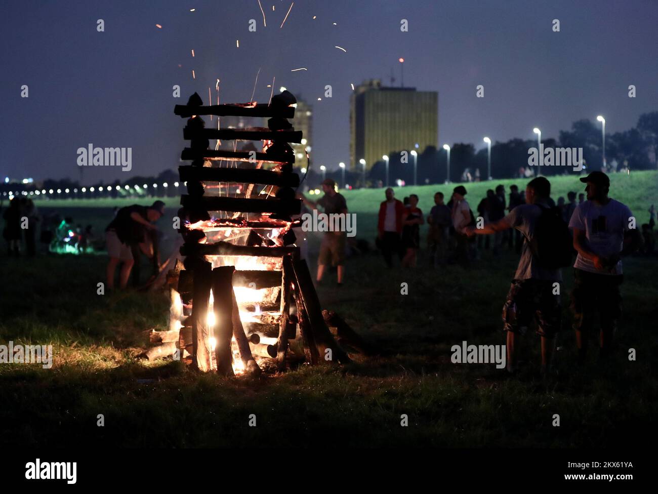 05.05.2018., Zagreb, Croatia - Ignition of bonfires along the ...