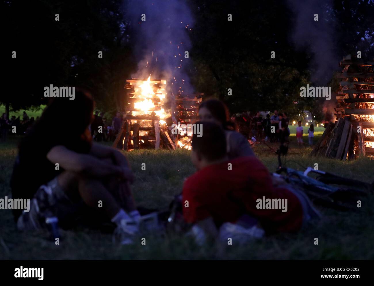 05.05.2018., Zagreb, Croatia - Ignition of bonfires along the ...