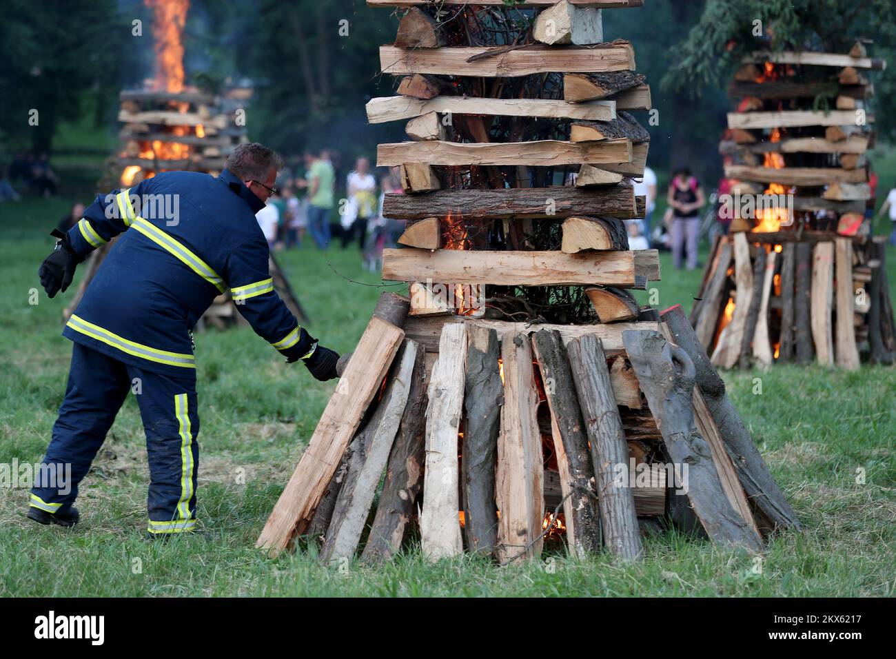 05.05.2018., Zagreb, Croatia - Ignition of bonfires along the ...