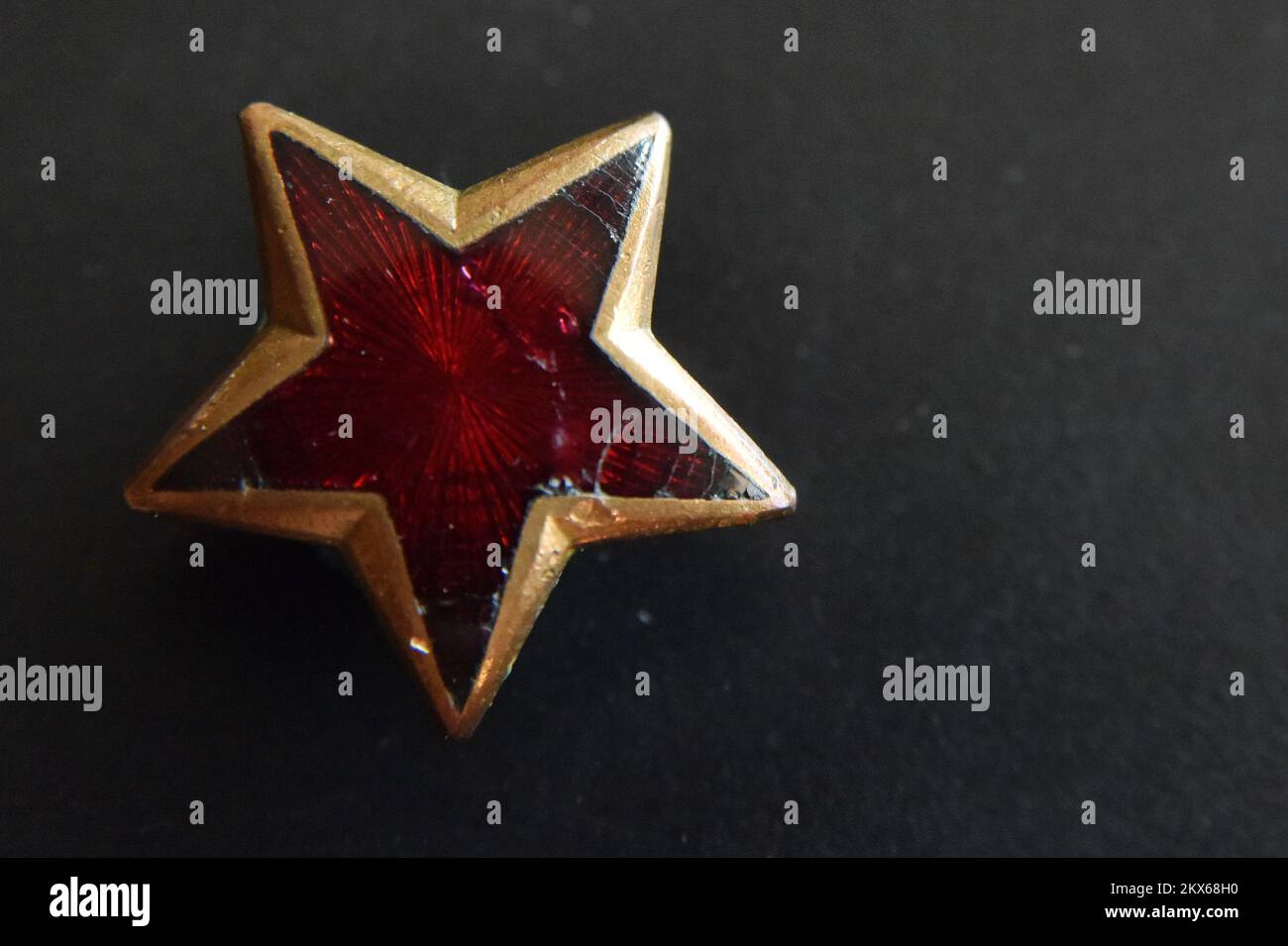 26.05.2018., Sibenik - A red star, five-pointed and filled, is an ...