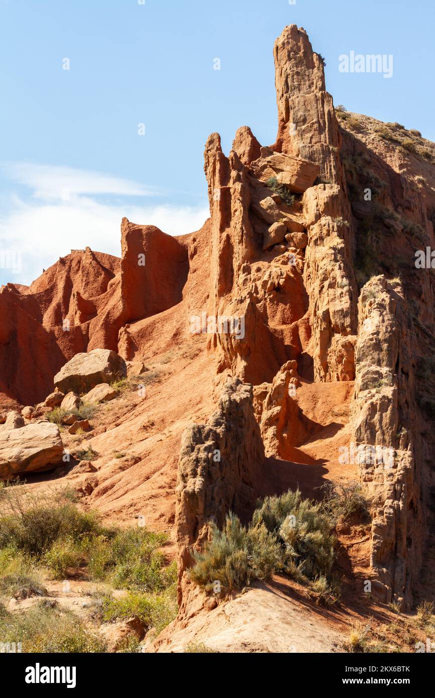 Fairytale canyon or Skazka Canyon near Issyk-Kul lake, Kyrgyzstan Stock ...