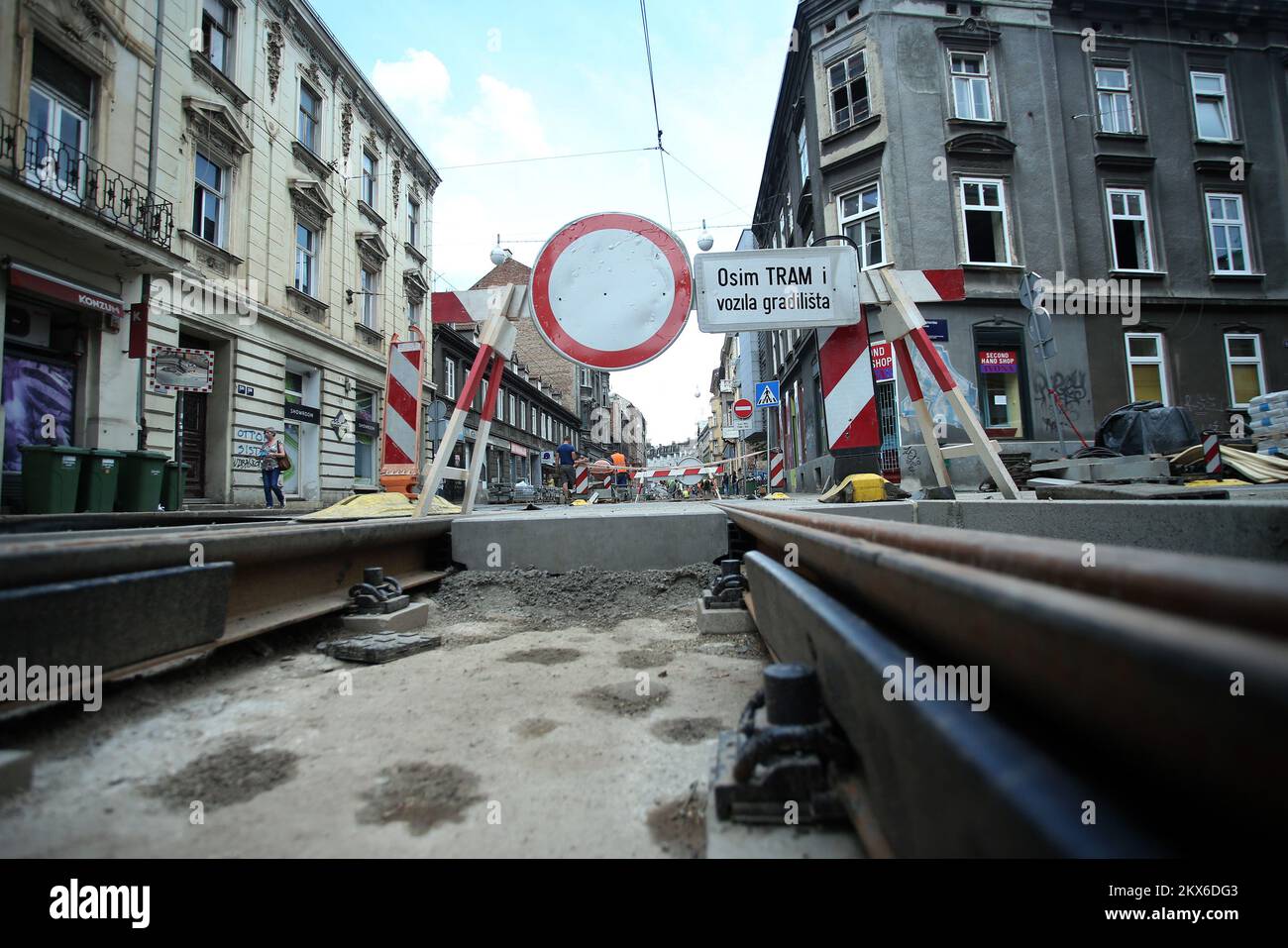 05.06.2018., Zagreb, Croatia - Maintenance on tramway tracks in Ilica ...