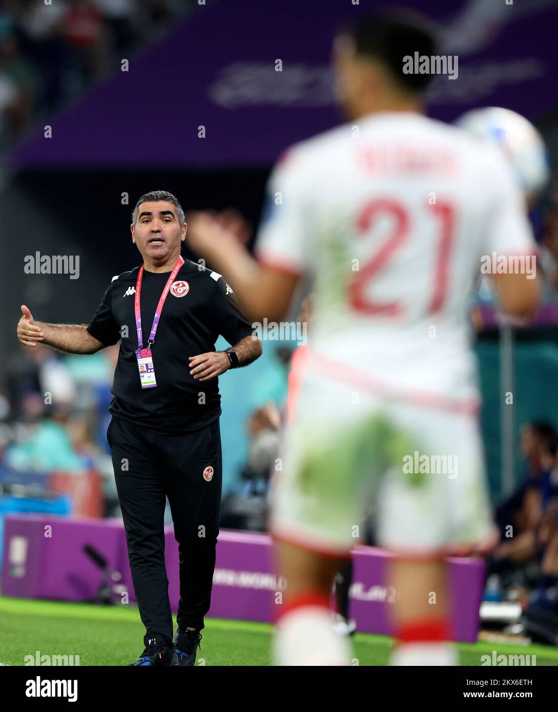 Al Rayyan, Qatar. 30th Nov, 2022. Jalel Kadri, head coach of Tunisia ...