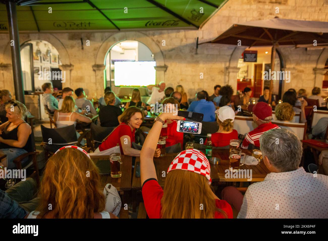 21.06.2018., Croatia, Dubrovnik - In ciity center fans are watching 2018 FIFA World Cup Group D ...