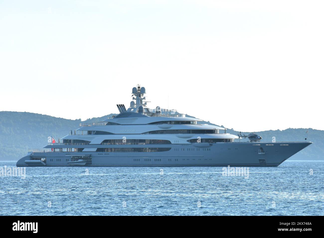 07.07.2018., Zadar - Ocean Victory yach in front of the town of Zadar ...