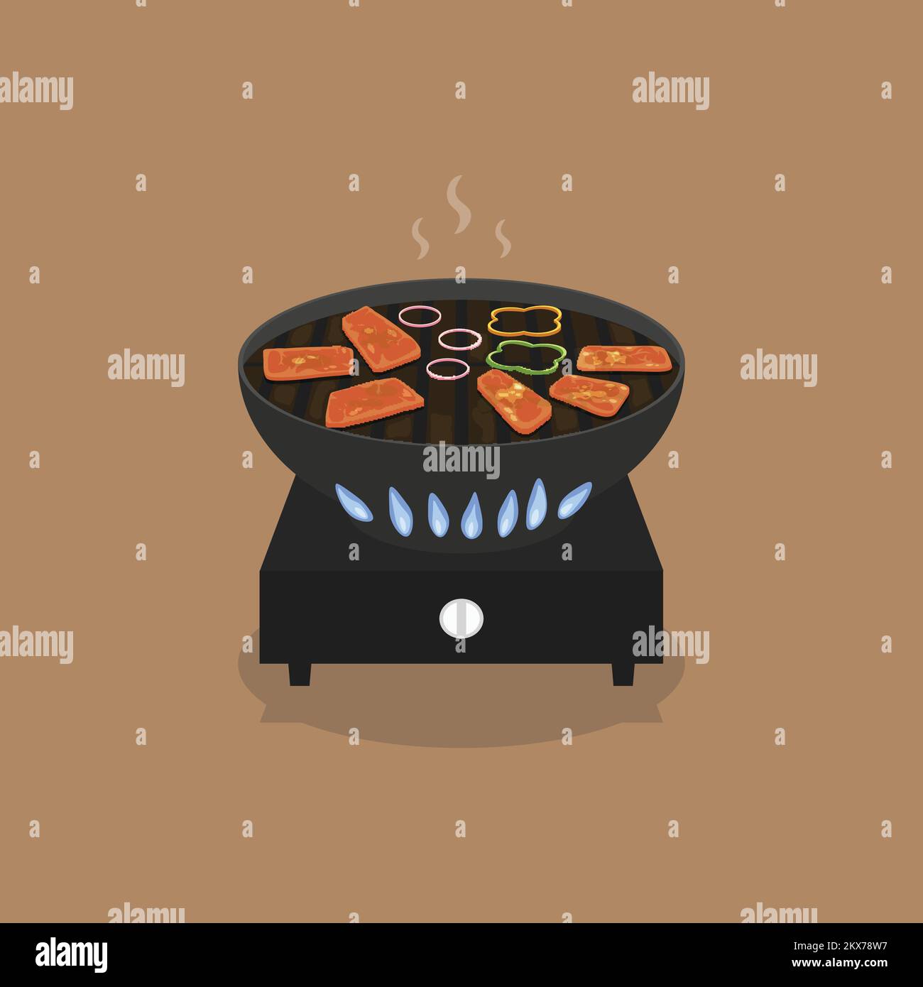 Samgyeopsal background. Design with cartoon style. Vector design ...