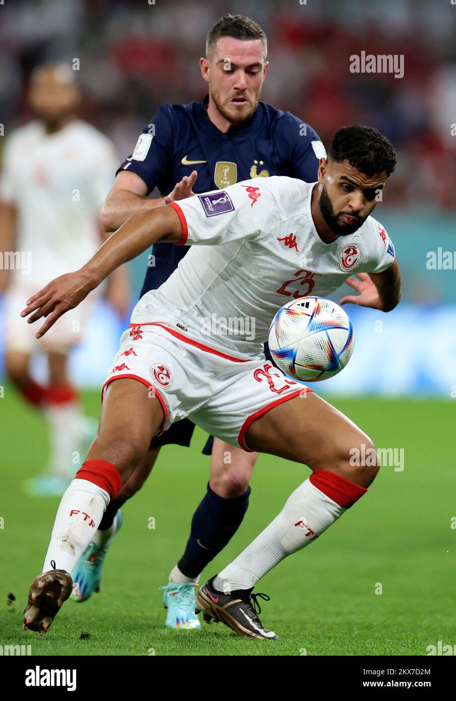 Al Rayyan, Qatar. 30th Nov, 2022. Anis Ben Slimane of Tunisia vies with ...