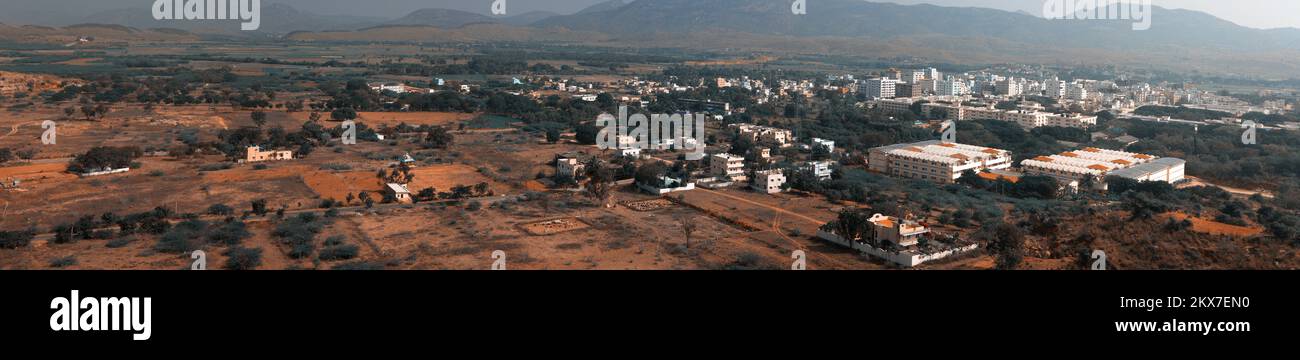 Panoramas of new Indian cities in the province. Deccan plateau Stock ...
